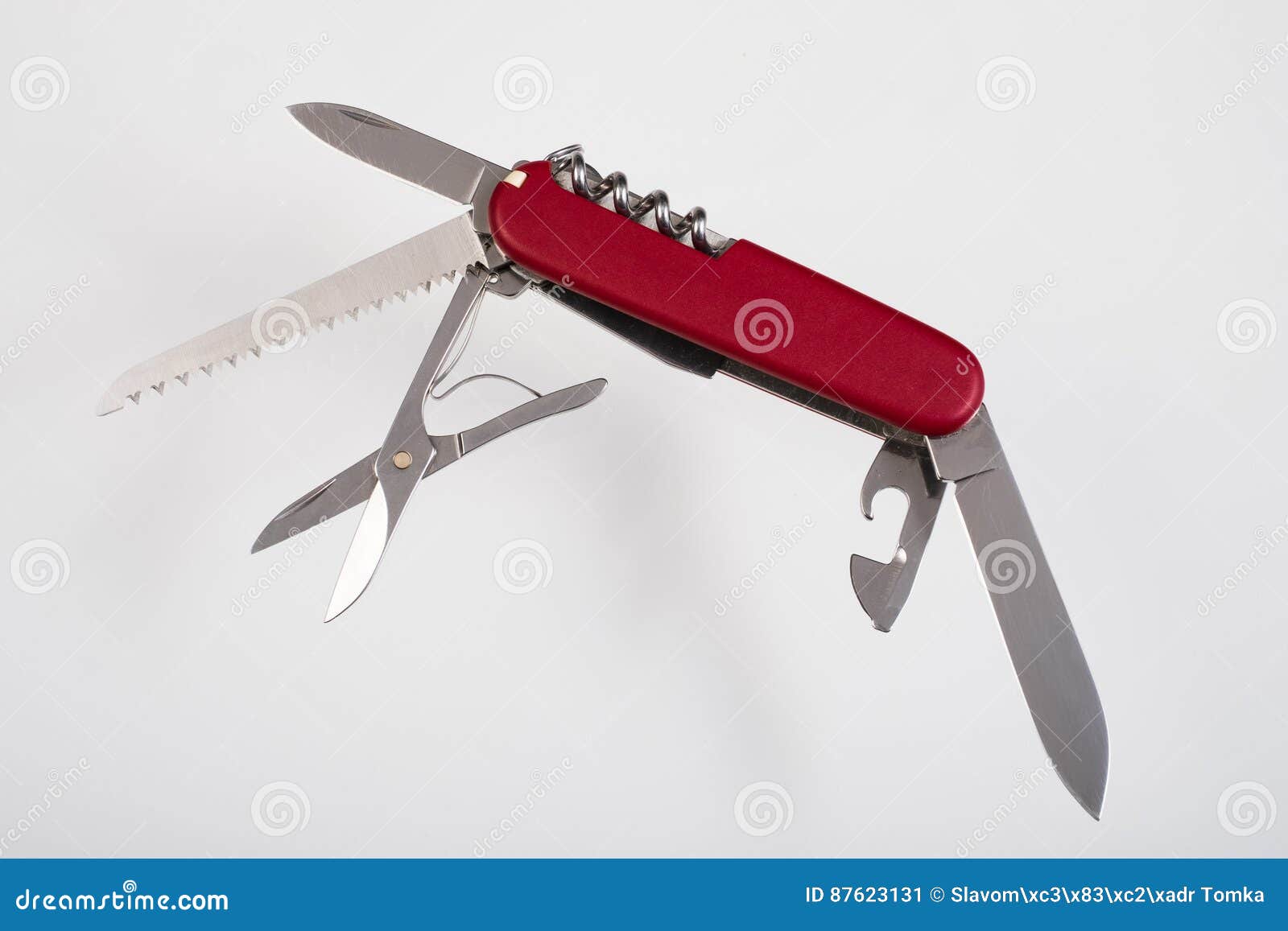 Red multitool open knife stock image. Image of compact - 87623131