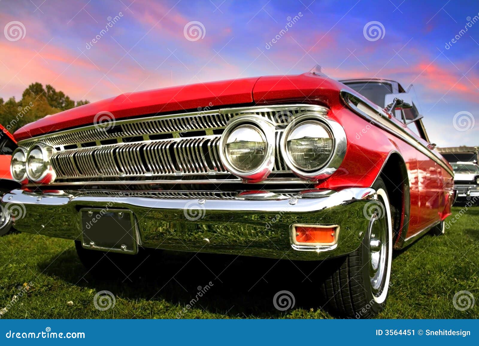 Red Muscle Car stock image. Image of grass, engine, drive - 3564451