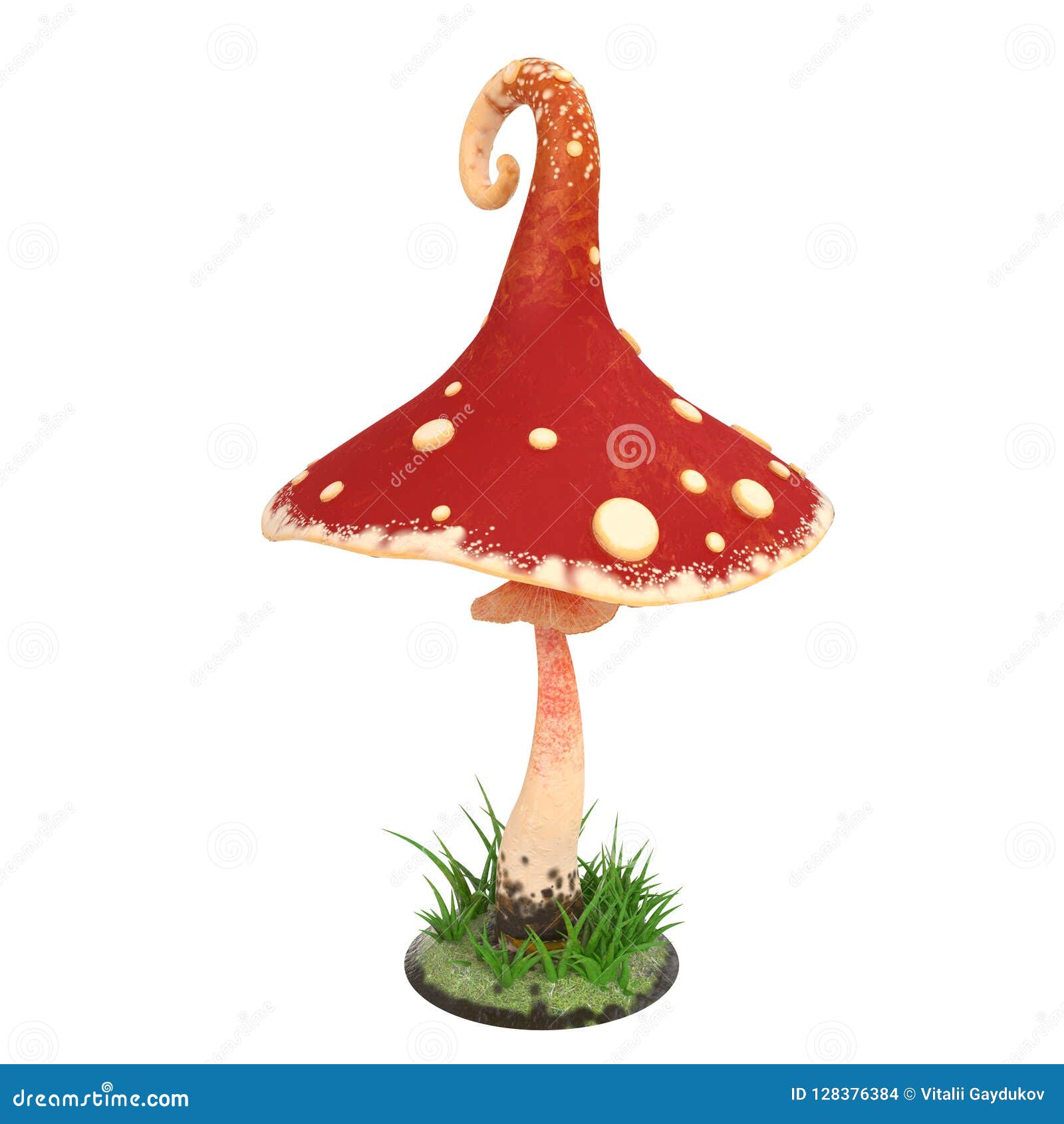 Red Mushroom Cartoon On White Isolated Background. 3d Illustration ...