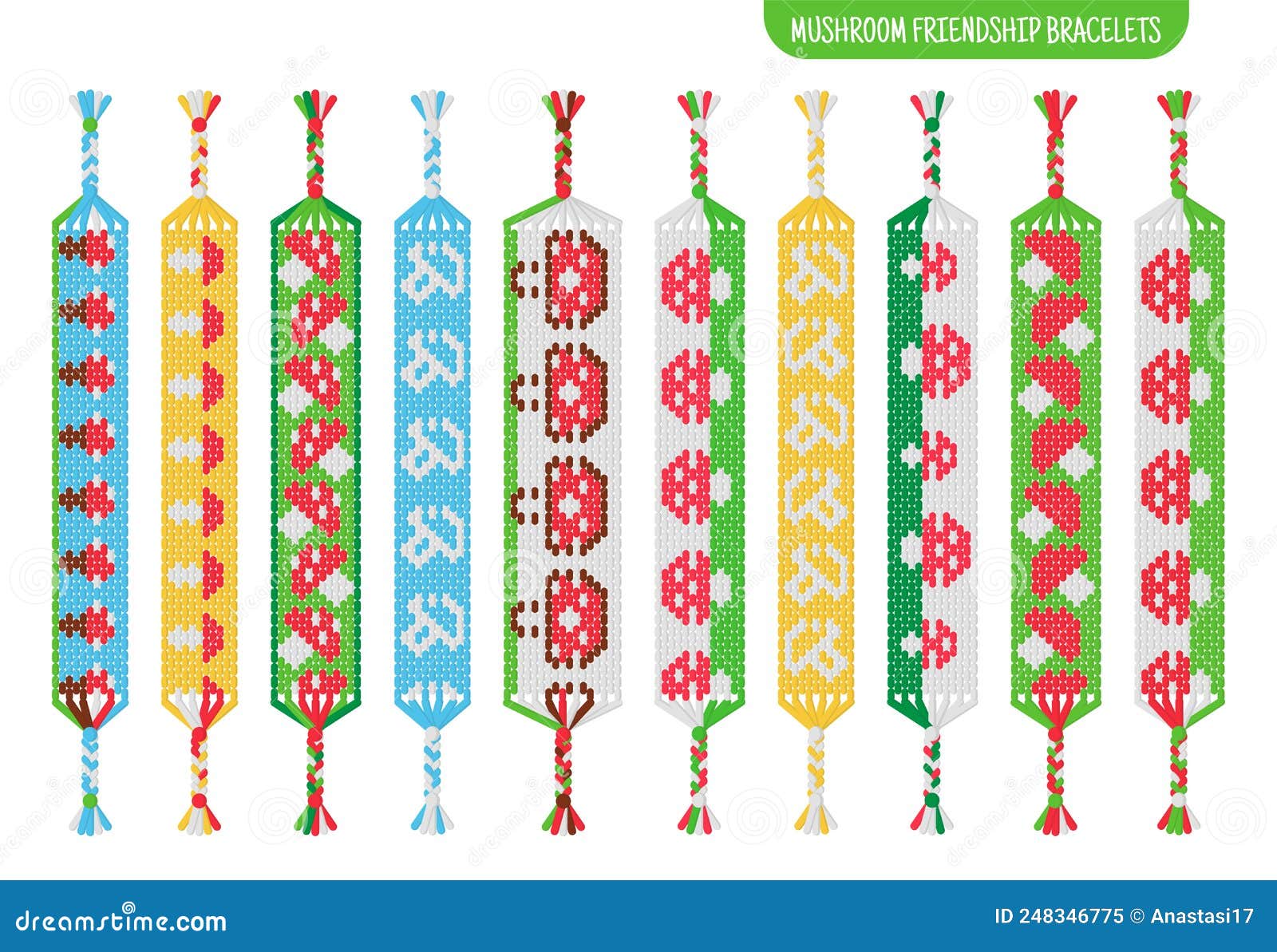 Red Mushroom Handmade Friendship Bracelets Set of Threads or Beads ...