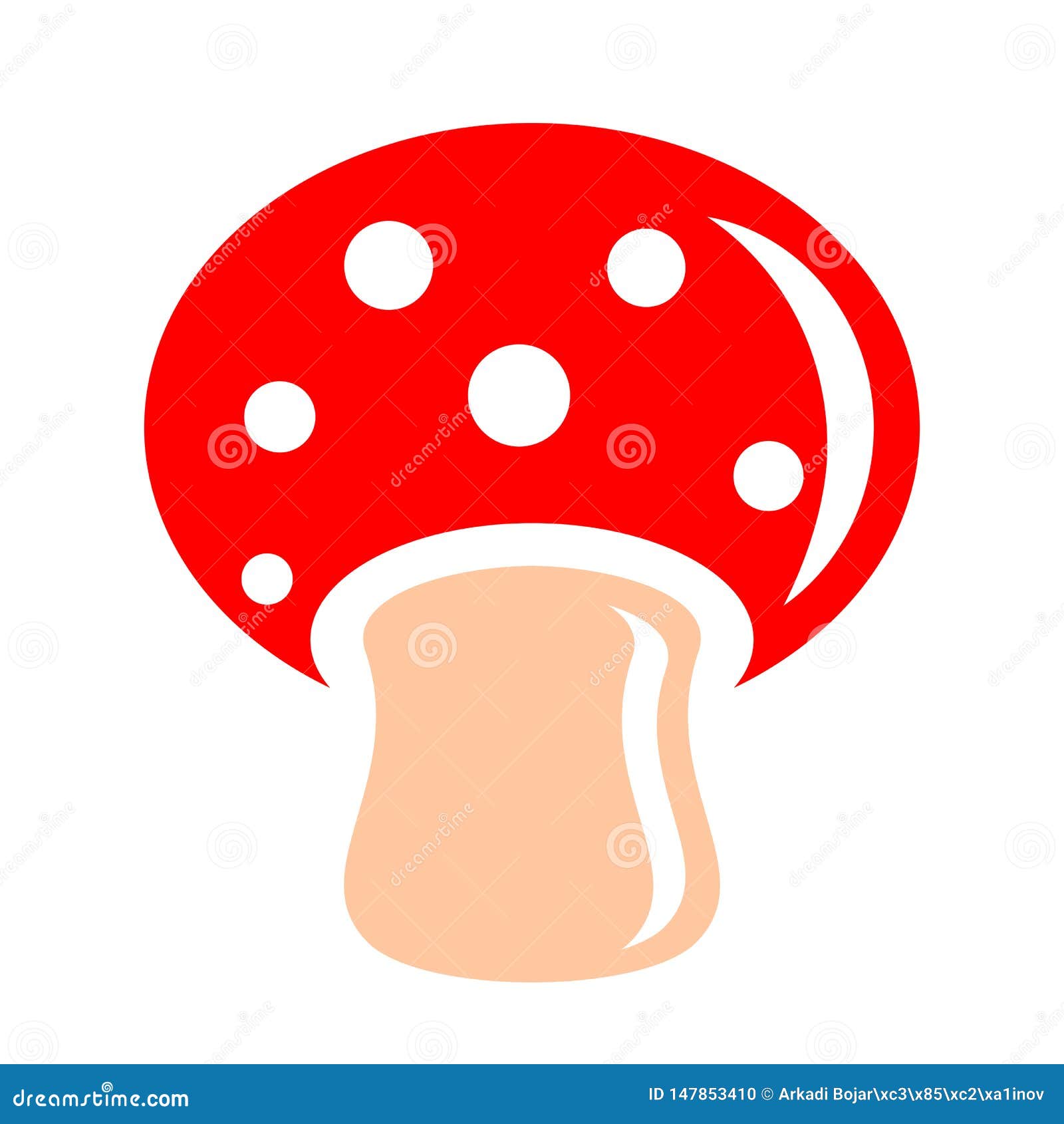 Red mushroom vector icon stock vector. Illustration of isolated - 147853410
