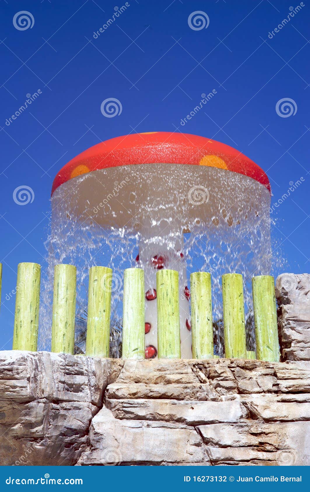 Red mushroom in water park stock photo. Image of mushroom - 16273132