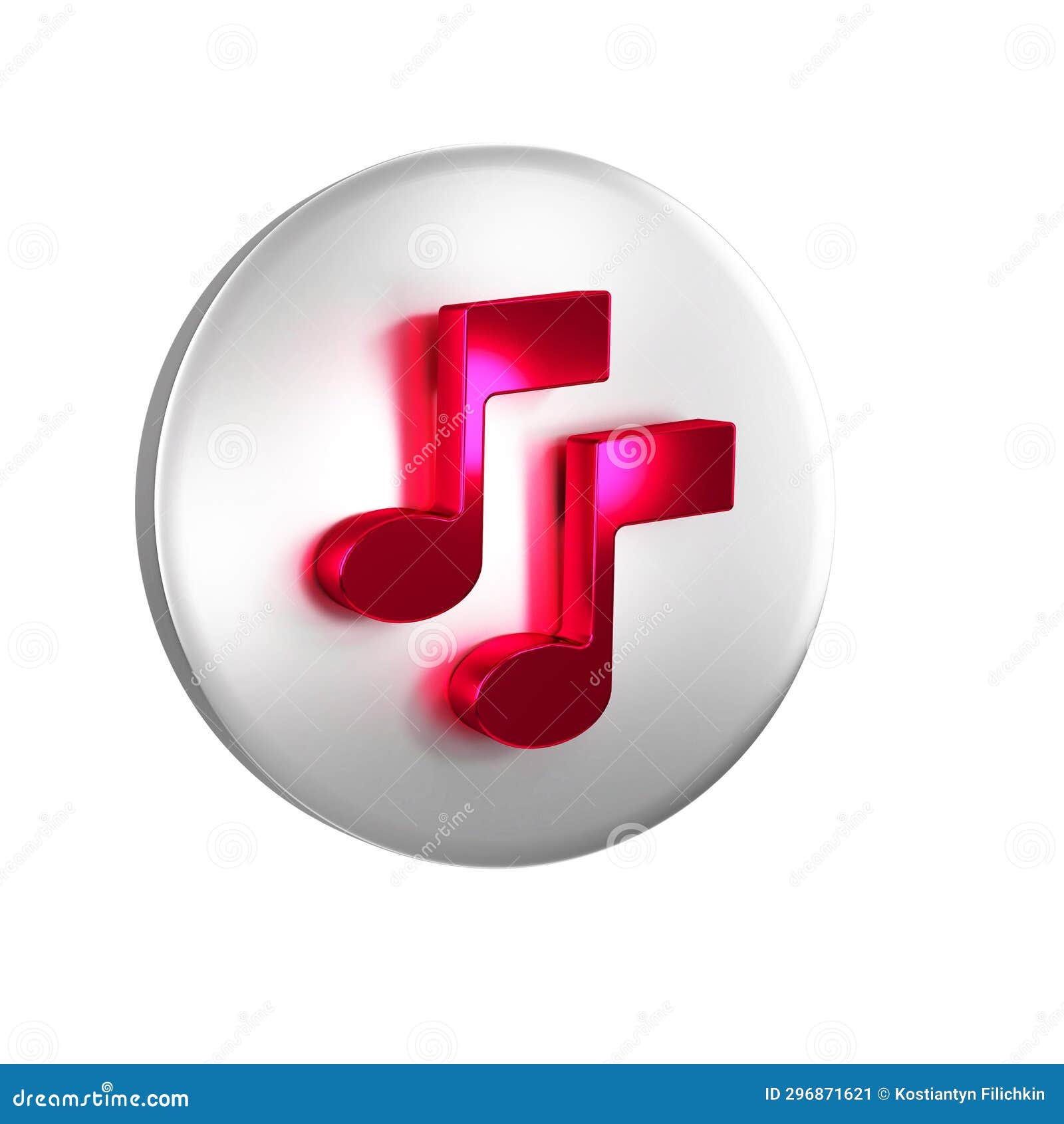 Red Music Note, Tone Icon Isolated on Transparent Background. Silver ...