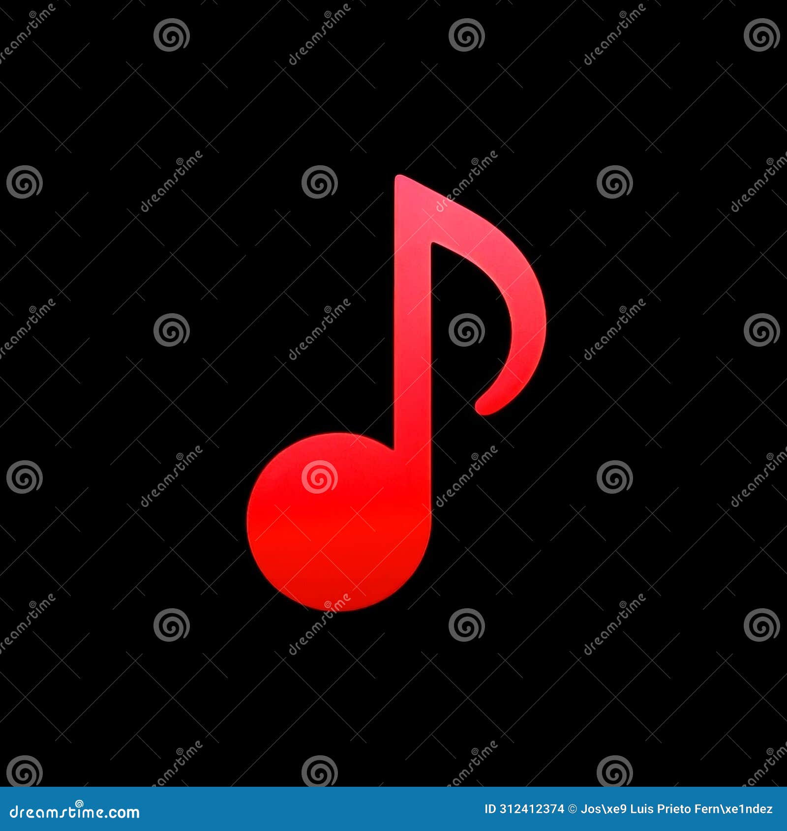 Red Musical Note on a Black Background Stock Illustration ...