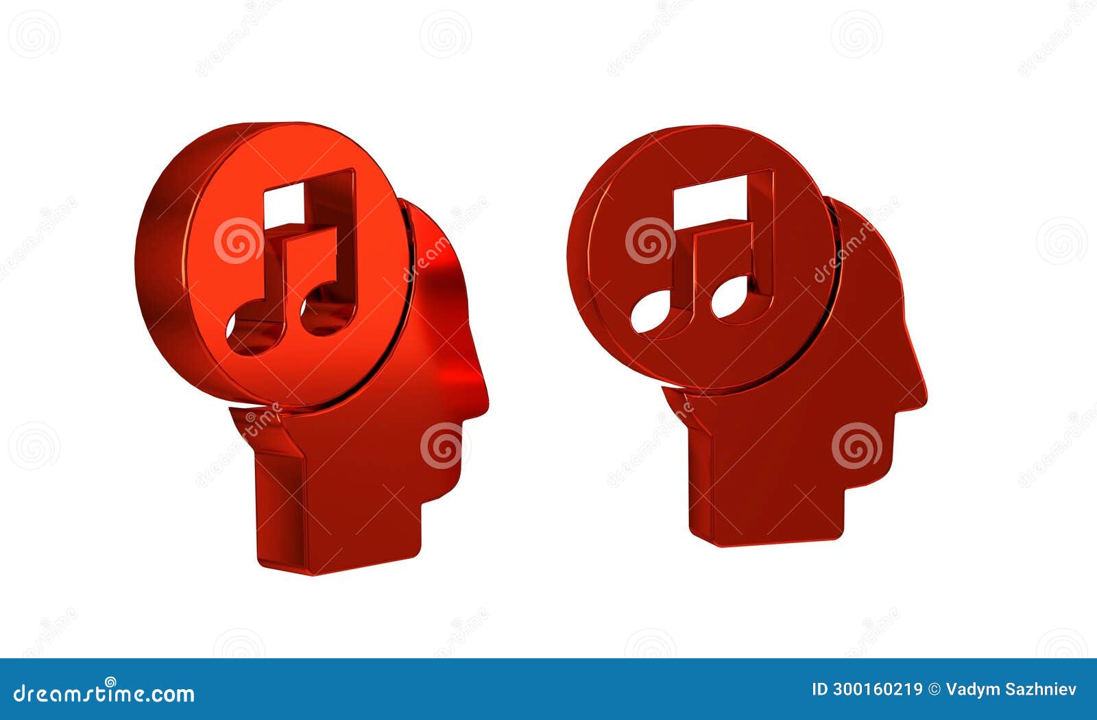 Red Musical Note in Human Head Icon Isolated on Transparent Background ...