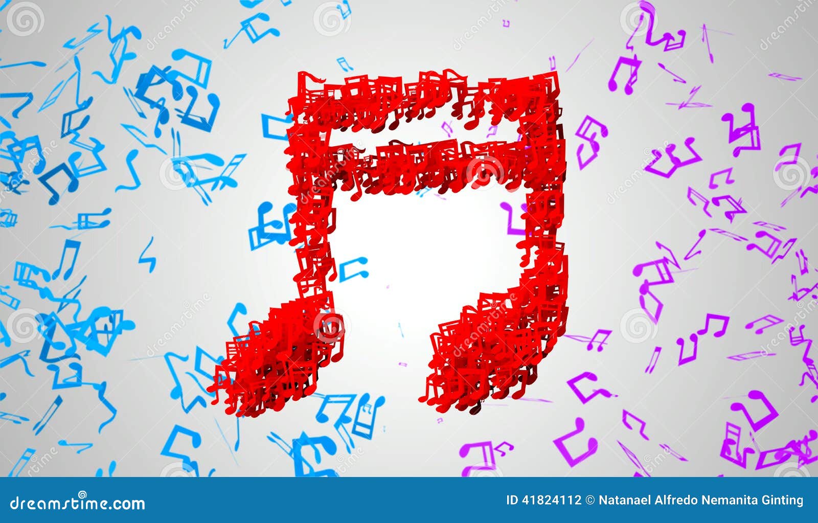 Red Musical Note Particles 3D Stock Illustration - Illustration of ...