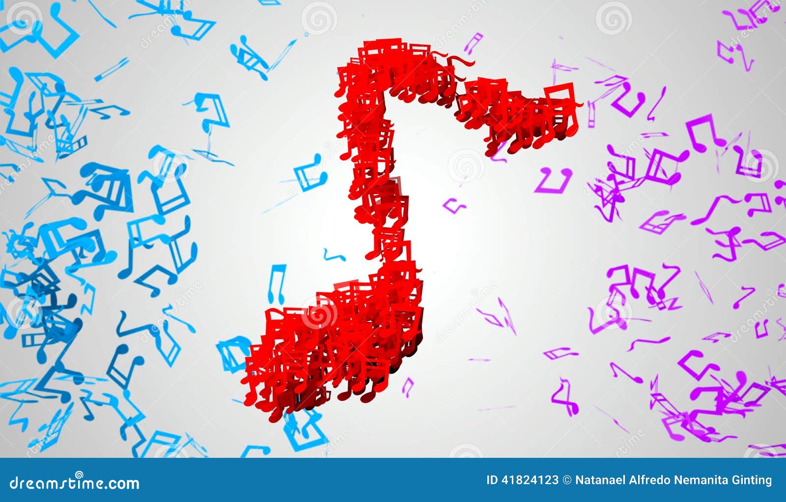 Red Musical Note Particles 3D White Stock Illustration - Illustration ...