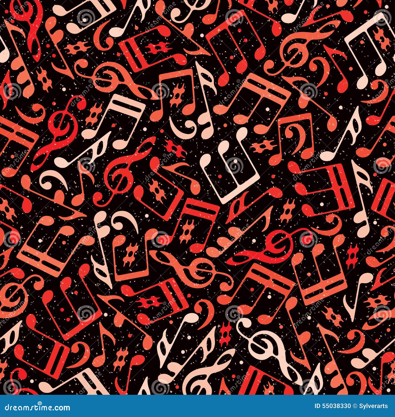 Red Musical Notes Seamless Pattern. Stock Vector - Illustration of ...