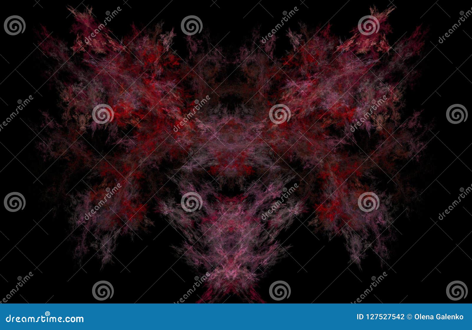 Red Mystical Fractal Pattern on Balck Background. Fantasy Fractal ...