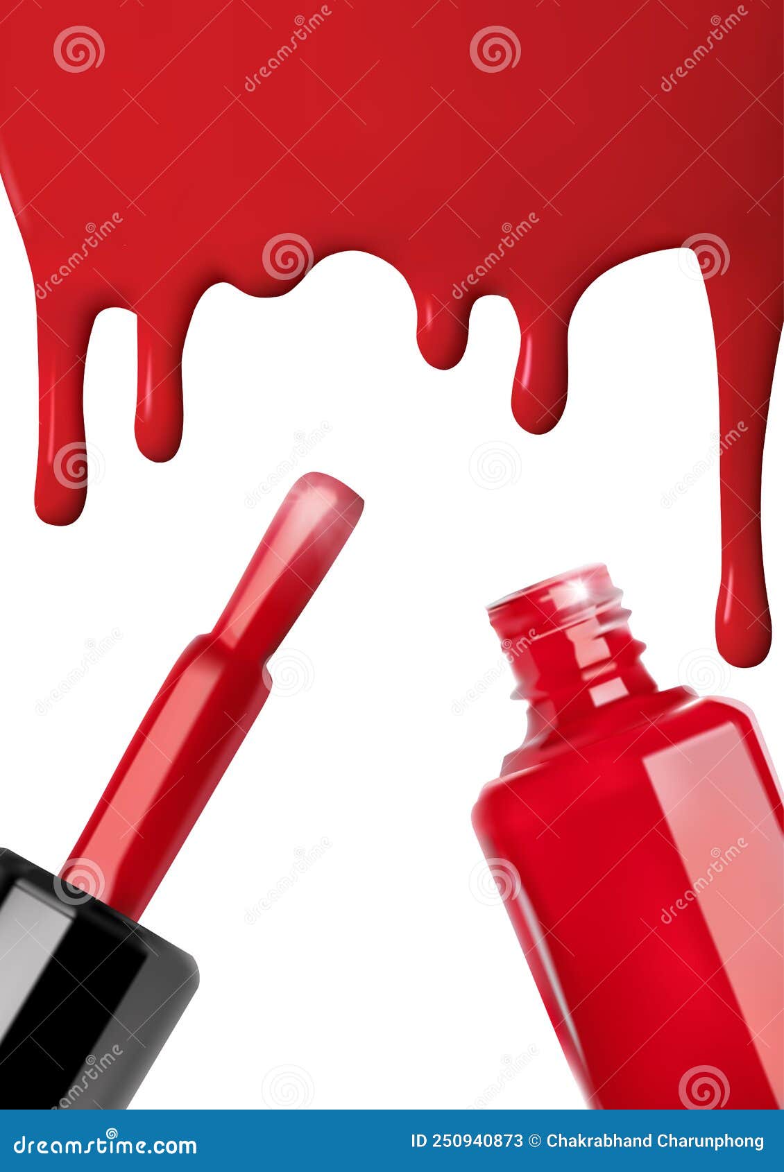 Red Nail Polish on Dripping Seamless Red . Seamless Vector on White ...