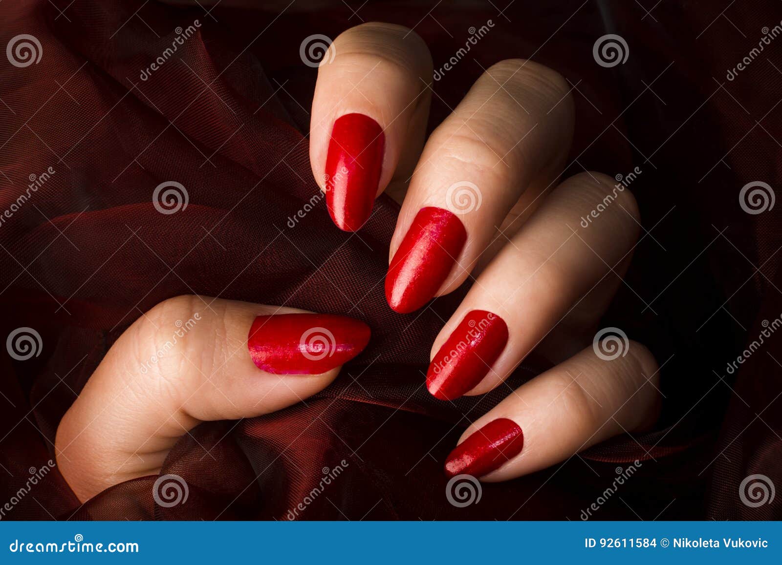 Red nails stock photo. Image of manicure, textile, hand - 92611584