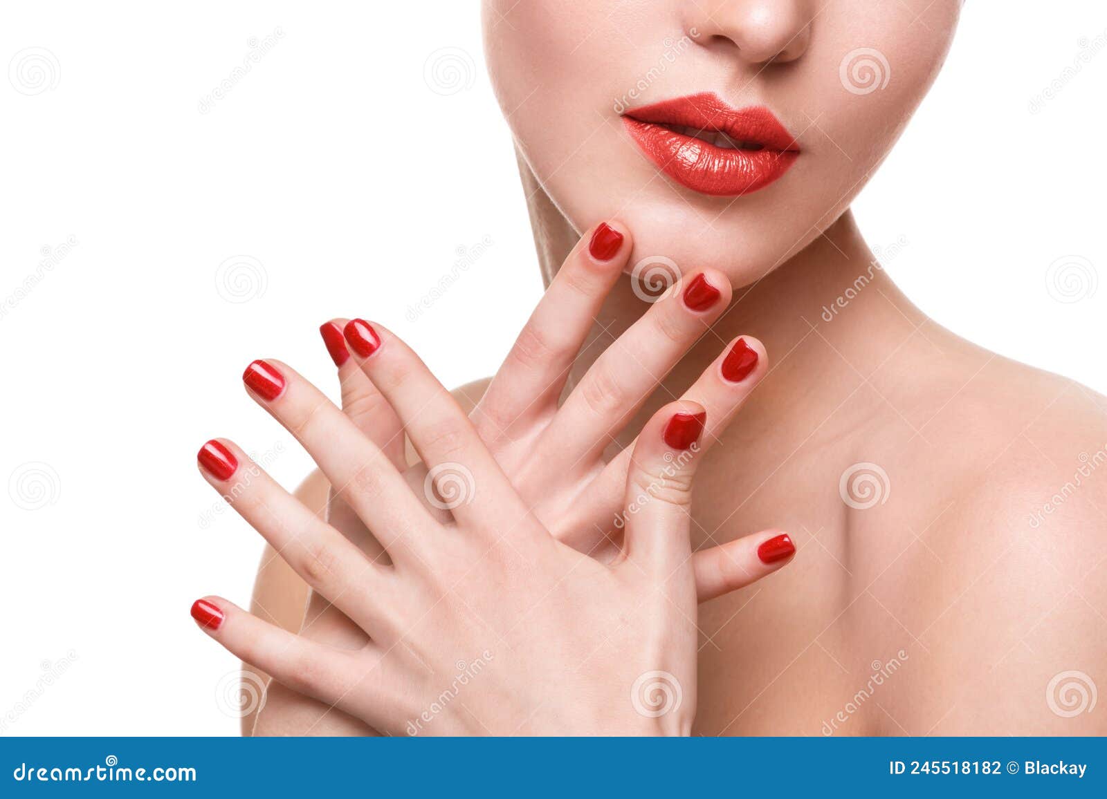 Red nails and lips stock photo. Image of female, model - 245518182
