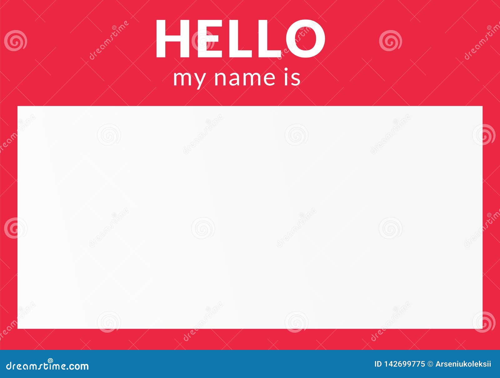 Red name tag. stock vector. Illustration of note, hello - 142699775