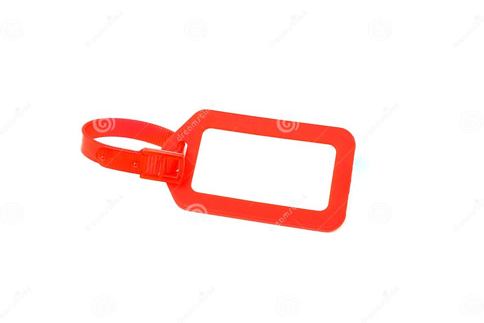 Red Name Tag Isolated on White Stock Image - Image of space, sale: 74120401