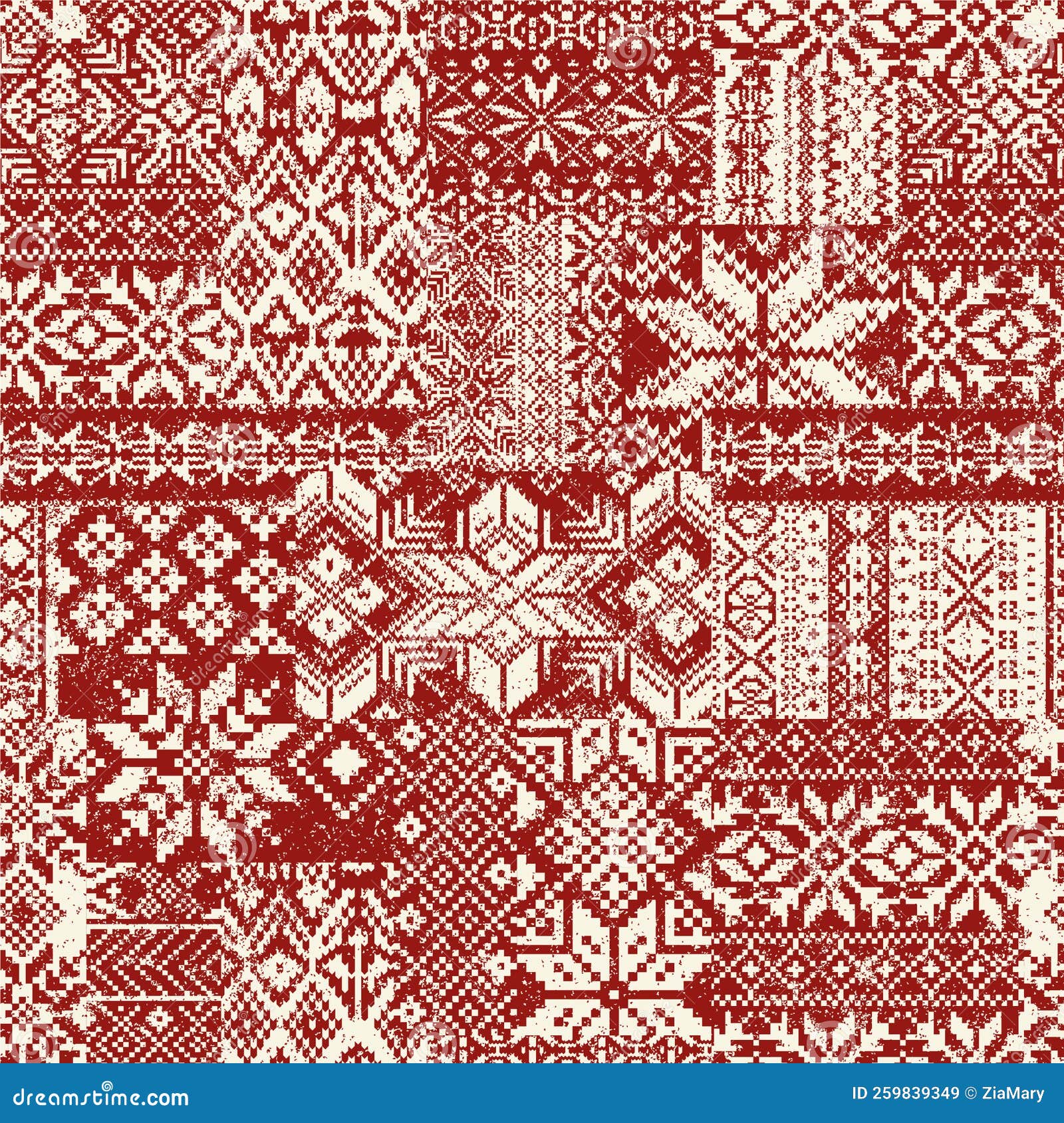 Red Native American Traditional Fabric Patchwork Stock Vector