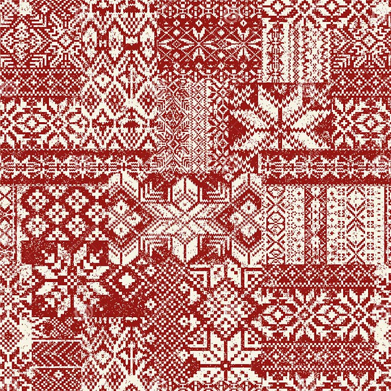 Red Native American Traditional Fabric Patchwork Stock Vector ...