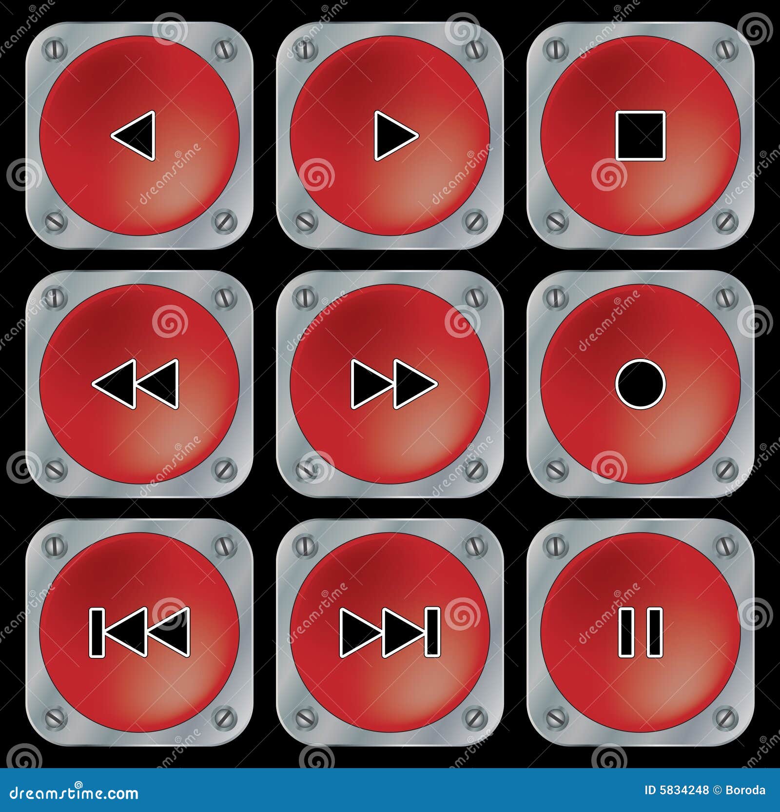 Red navigation buttons. stock vector. Illustration of next - 5834248