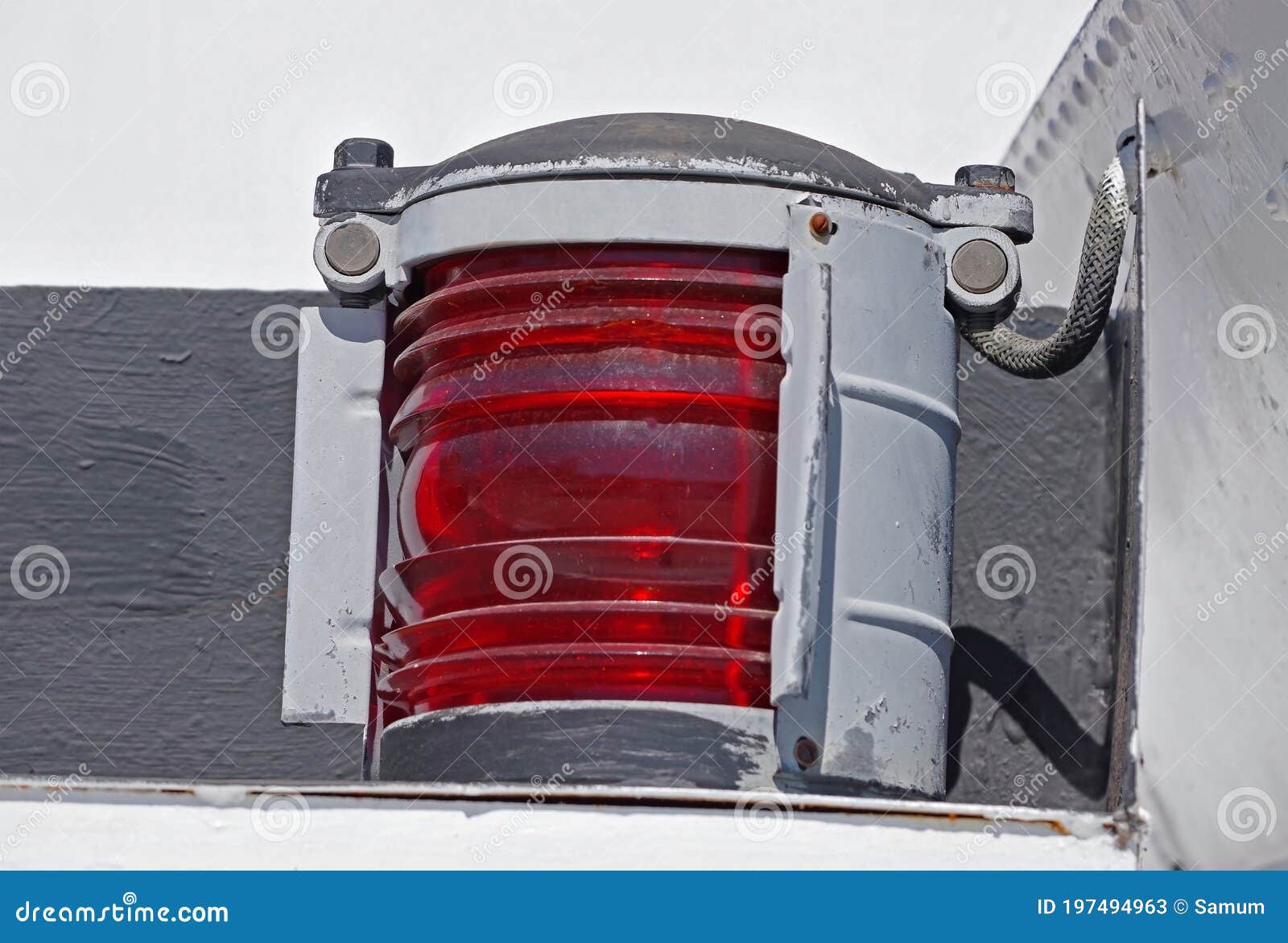 Red Navigation Light for Boat or Ship Stock Image - Image of power ...