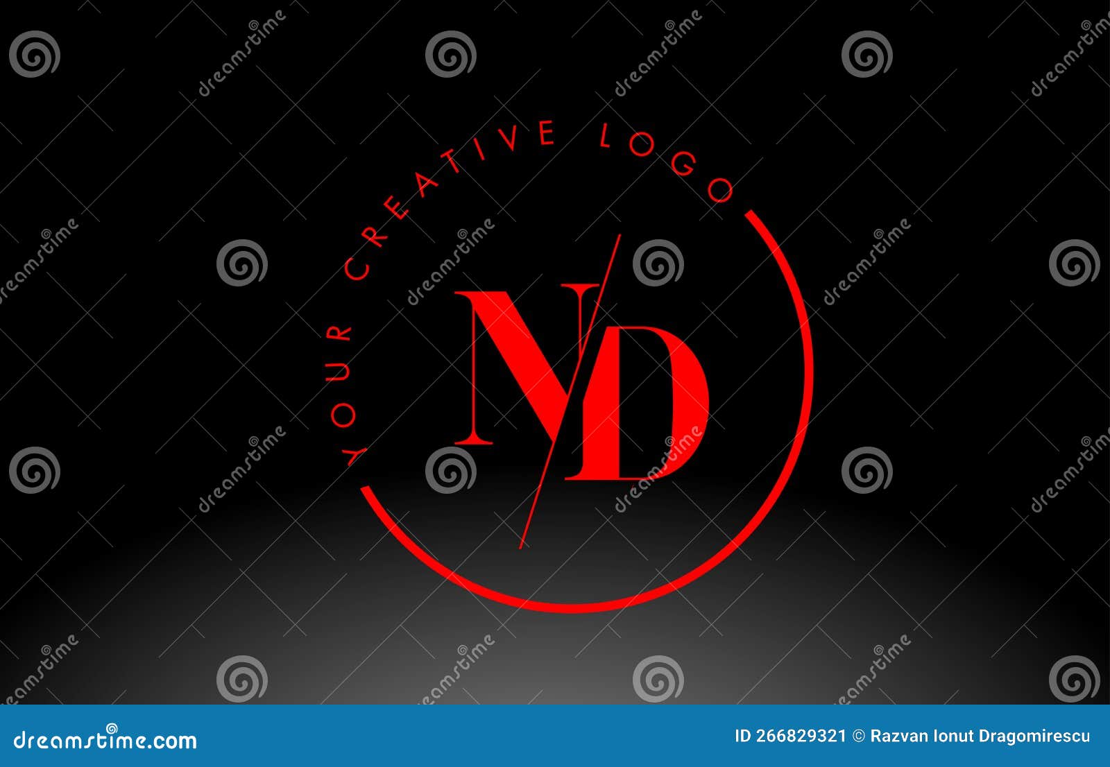 Red ND Serif Letter Logo Design with Creative Intersected Cut Stock ...