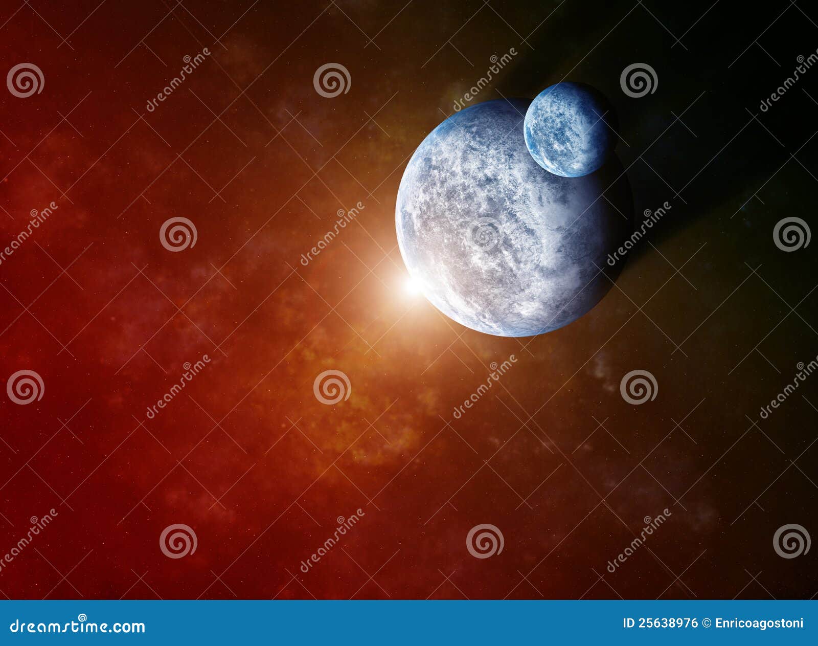 Red Nebula with Planets and Rising Star Stock Illustration ...