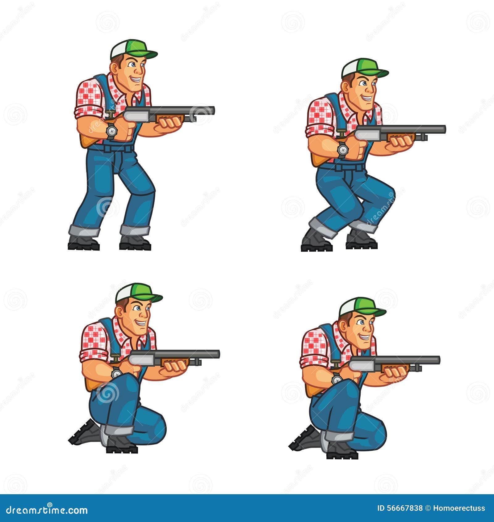 Red Neck Crouching Sprite stock vector. Illustration of graphics - 56667838