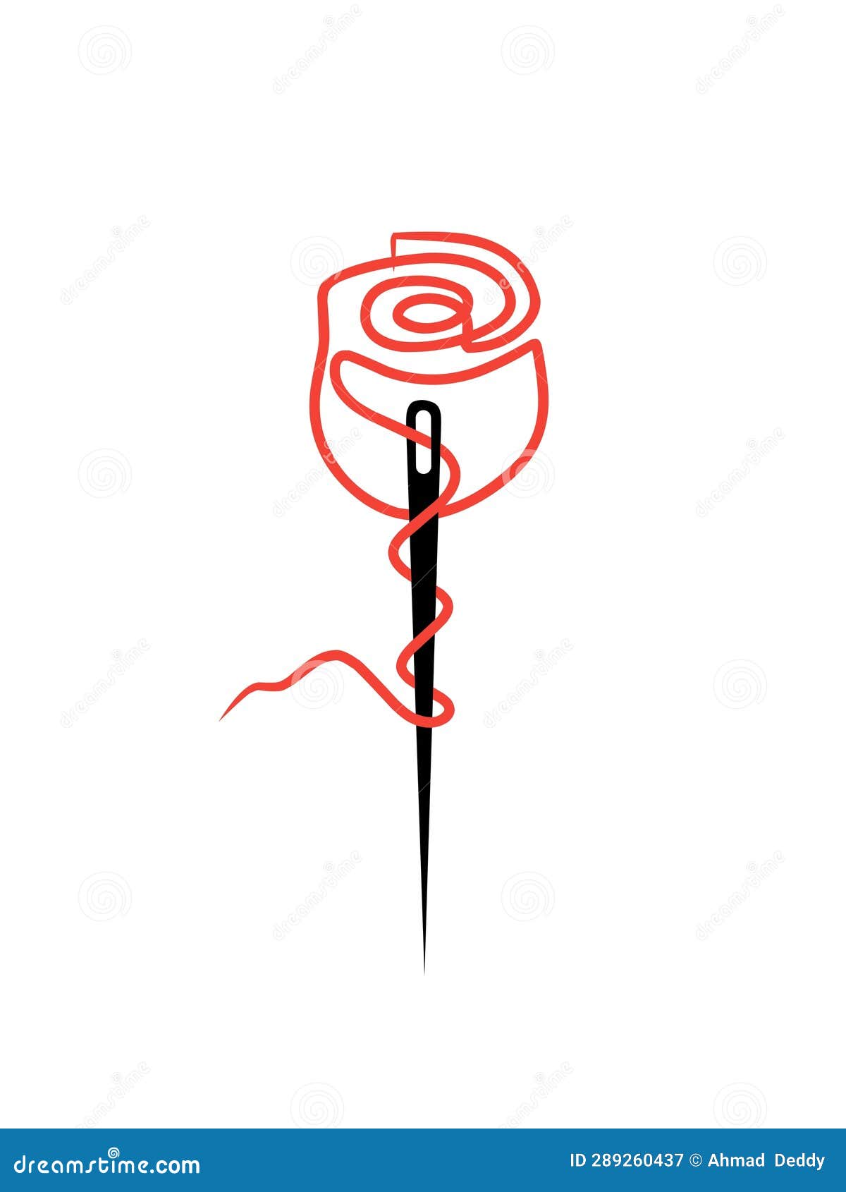 Red Needle and Thread Logo Design that Forms Like a Rose Stock ...