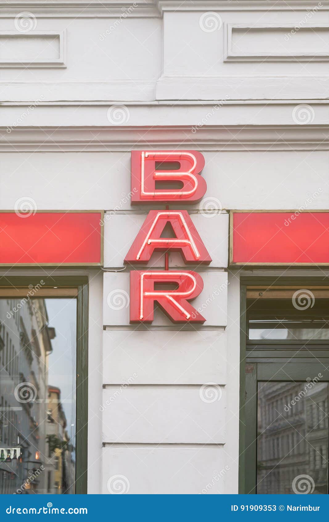 Red neon bar sign stock image. Image of door, letters - 91909353