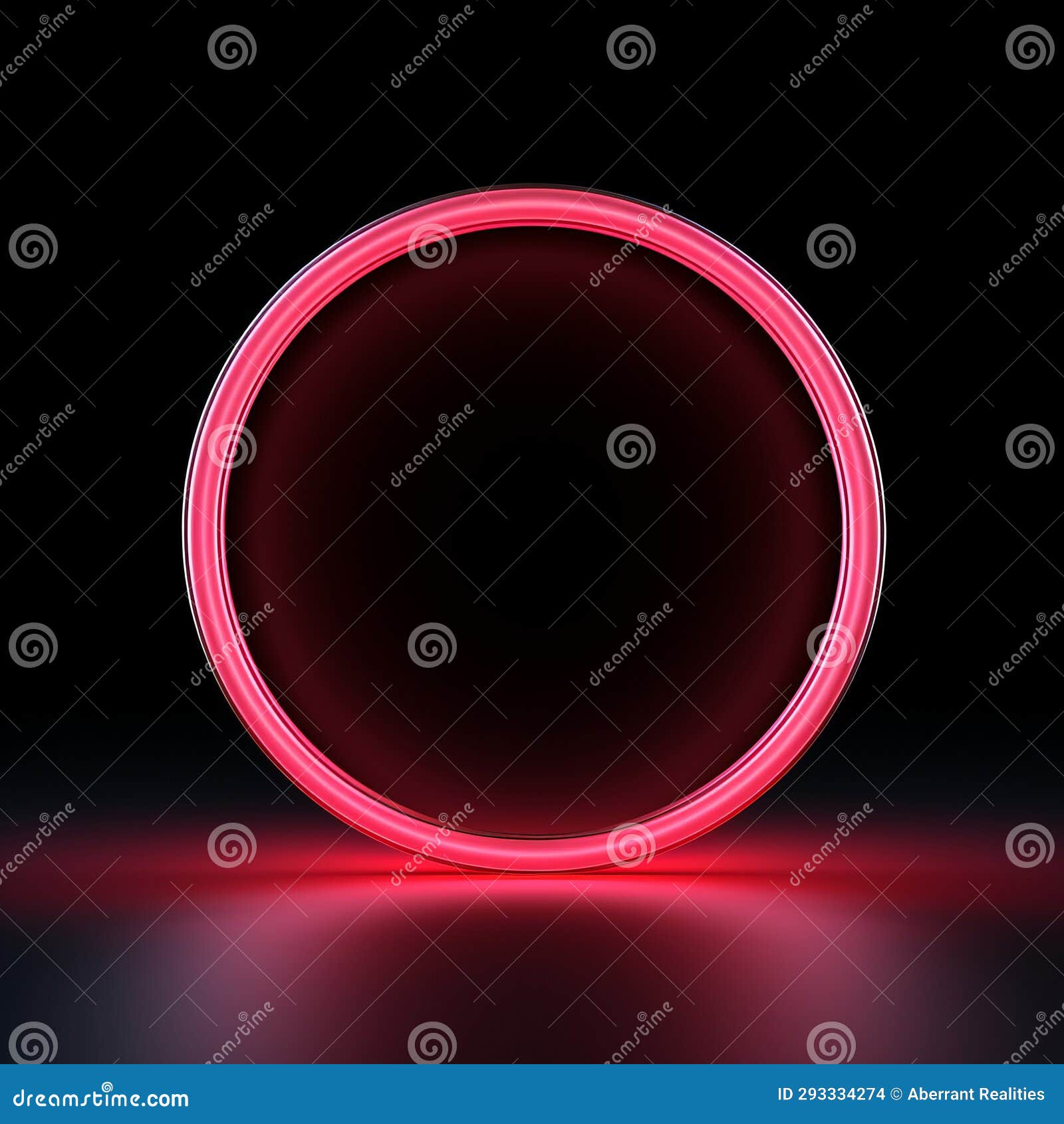 A Red Neon Circle on a Black Background Stock Illustration ...