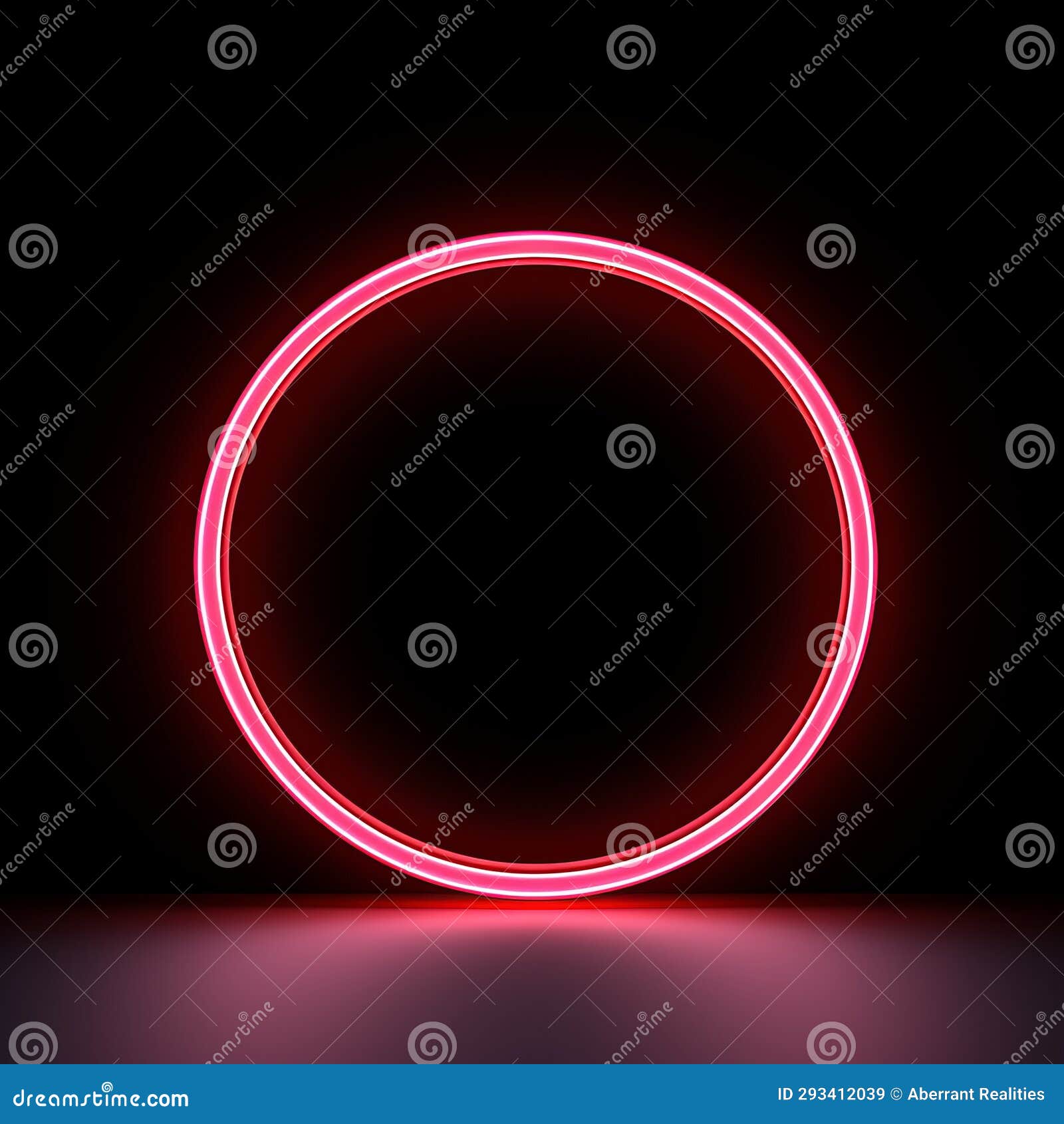 Red Neon Circle on Black Background 3d Illustration Stock Illustration ...