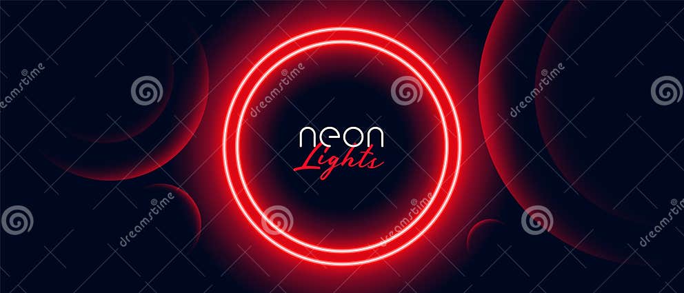 Red Neon Circle Light Frame Banner Design Stock Vector - Illustration ...