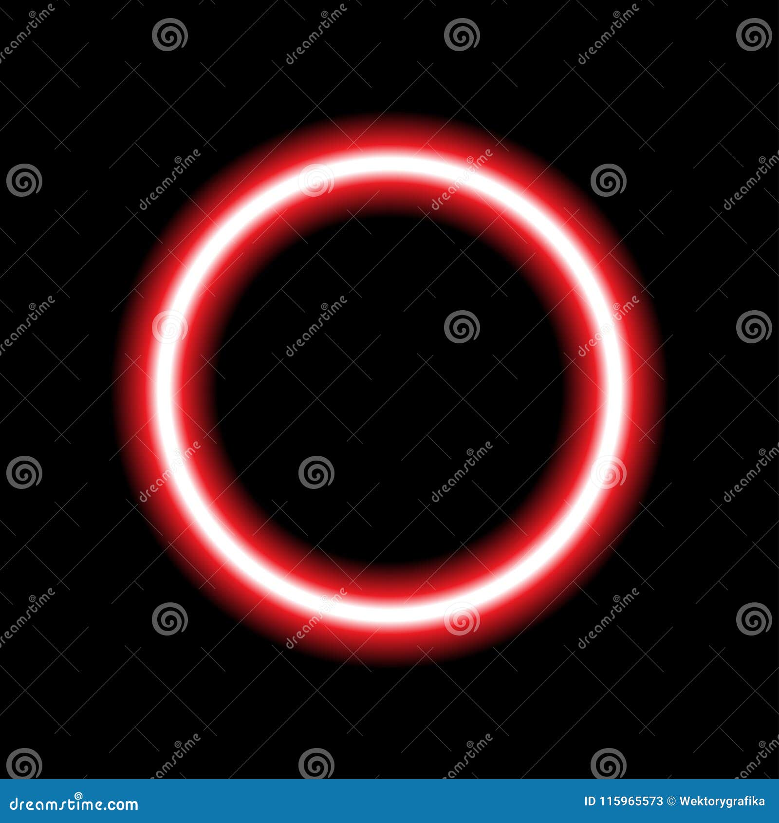 Red Neon Circle Set Isolated on Black Background Stock Vector ...