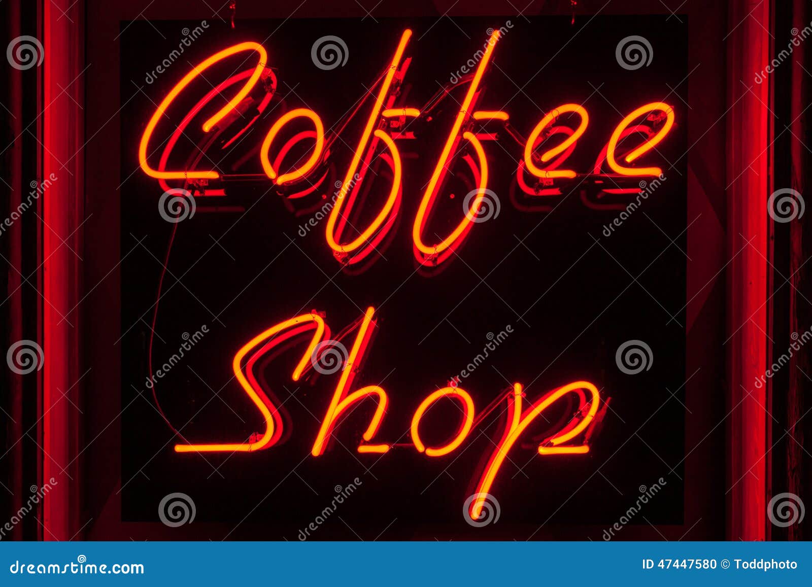 Red Neon Coffee Shop Sign Straight-on Version Stock Photo - Image of ...
