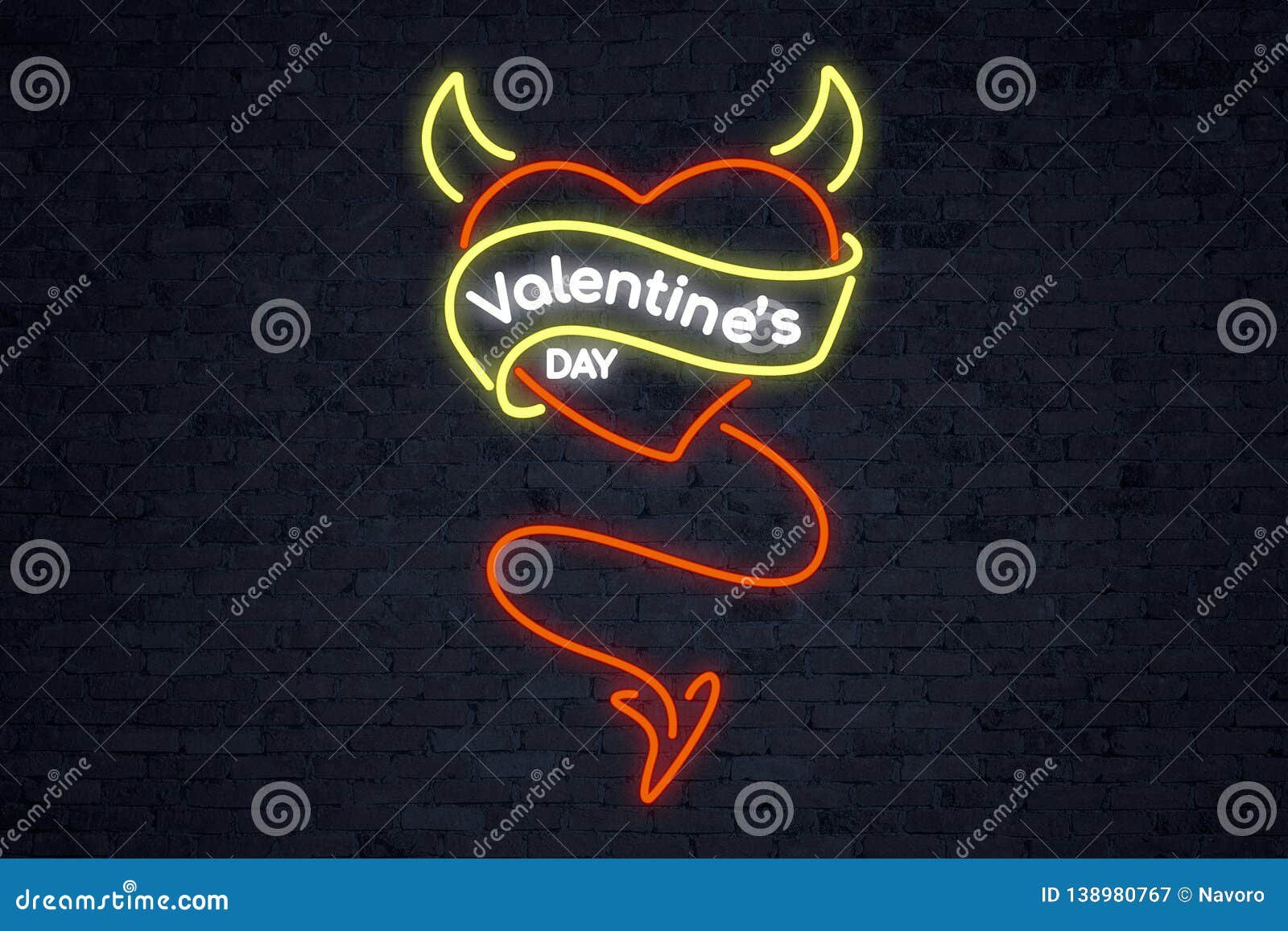 Red Neon Devil Heart for Web `Valentine`s Day` Stock Vector ...