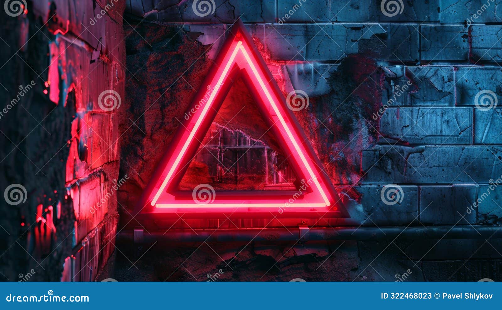 Red Neon Emergency Stop Icon on Wall Background, Warning Sign Stock ...