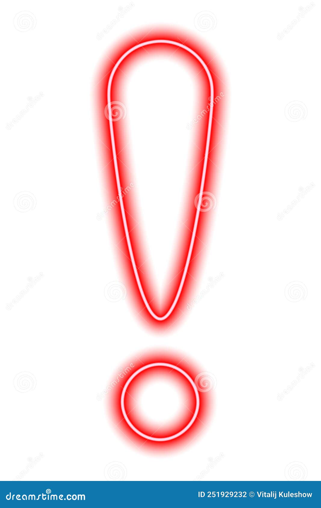 Red Neon Exclamation Point Isolated on White Stock Illustration ...