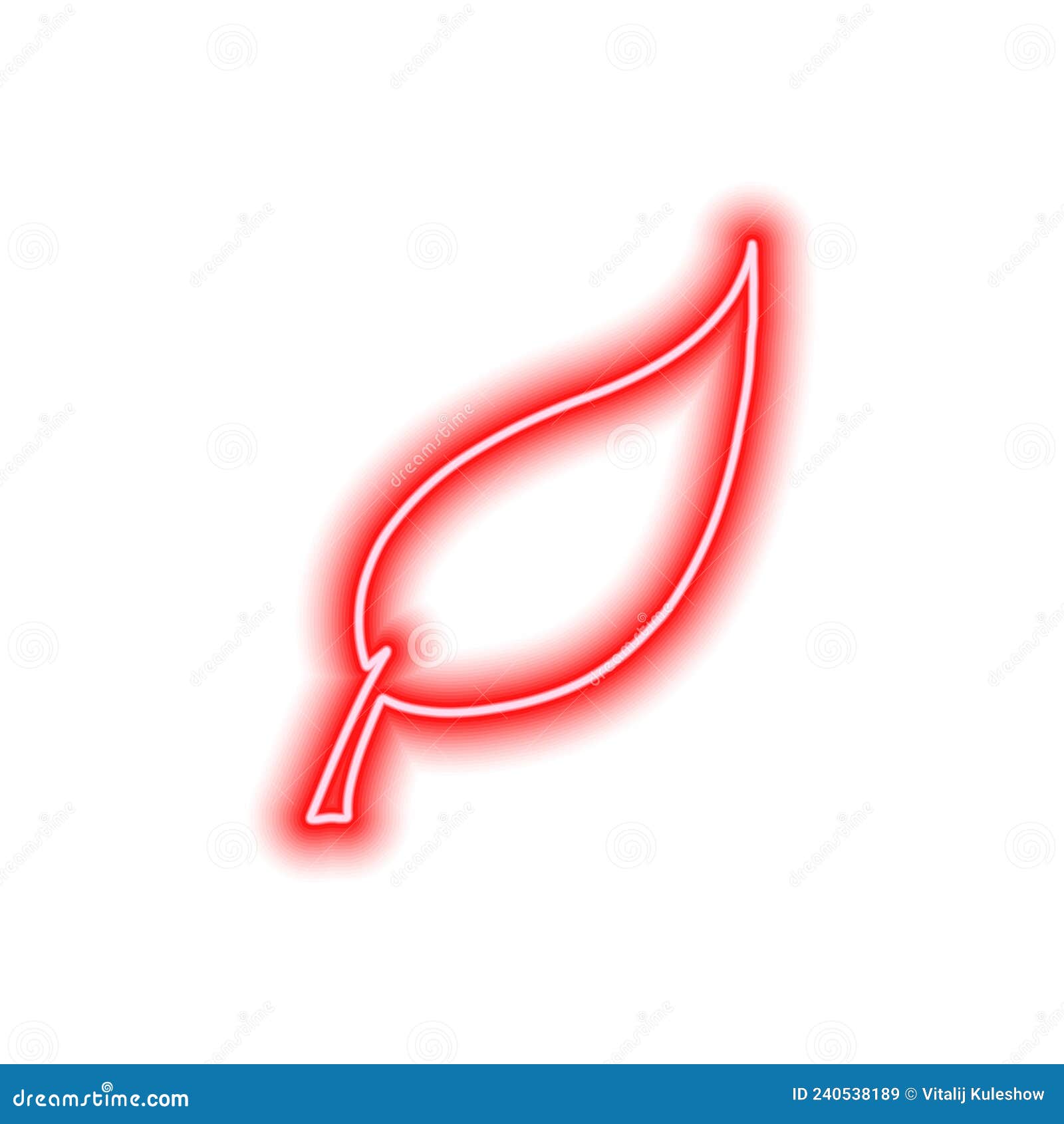Red Neon Leaf Outline from a Tree Isolated on White Stock Vector ...