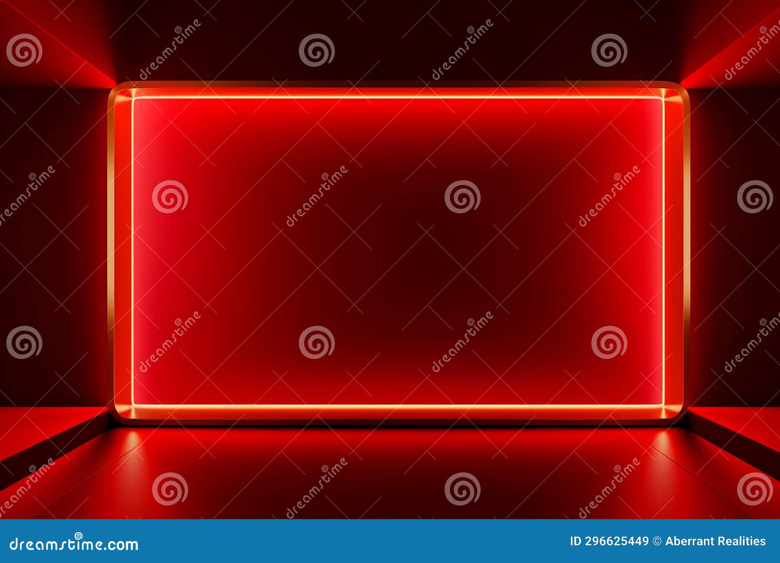A Red Neon Light in an Empty Room Stock Illustration - Illustration of ...