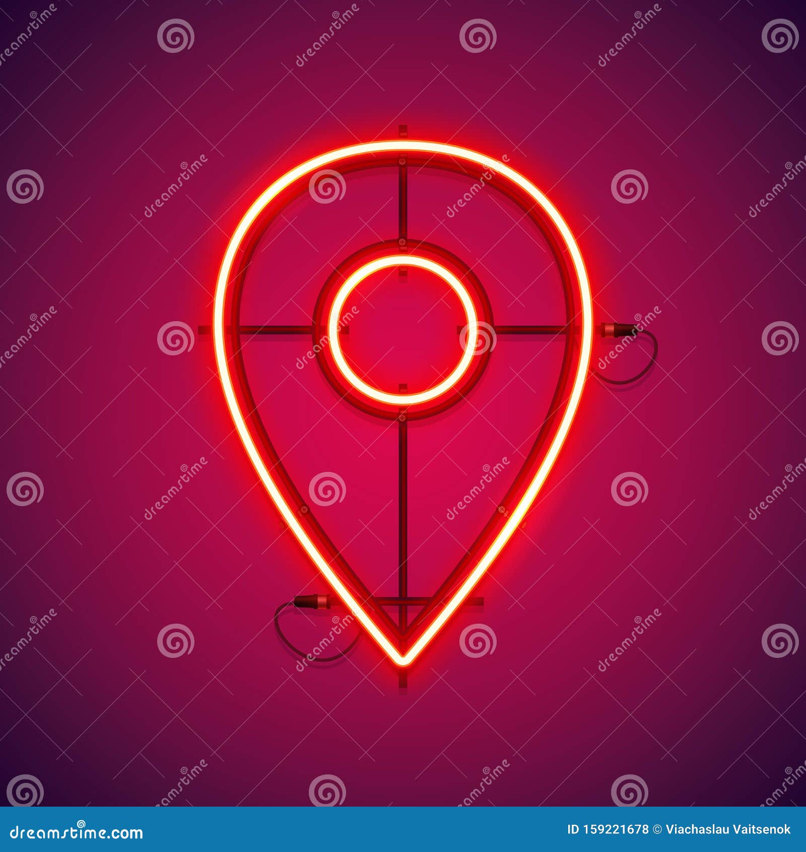Red Neon Map Pointer Symbol Stock Vector - Illustration of background ...