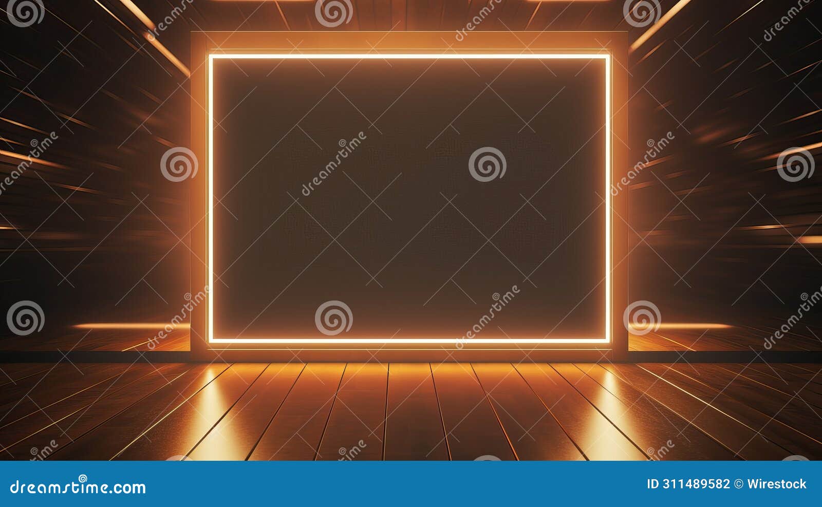Red Neon Outline Glowing Screen Rectangular, AI-generated. Stock ...