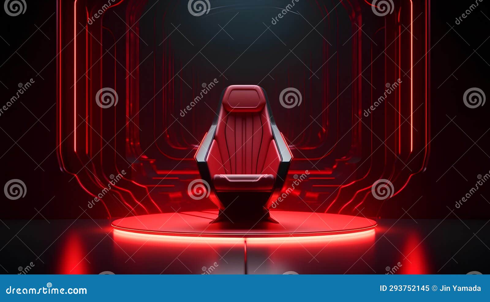 Red Neon Seats On A Dark Background. 3D Rendering. Neon Lights. Royalty ...
