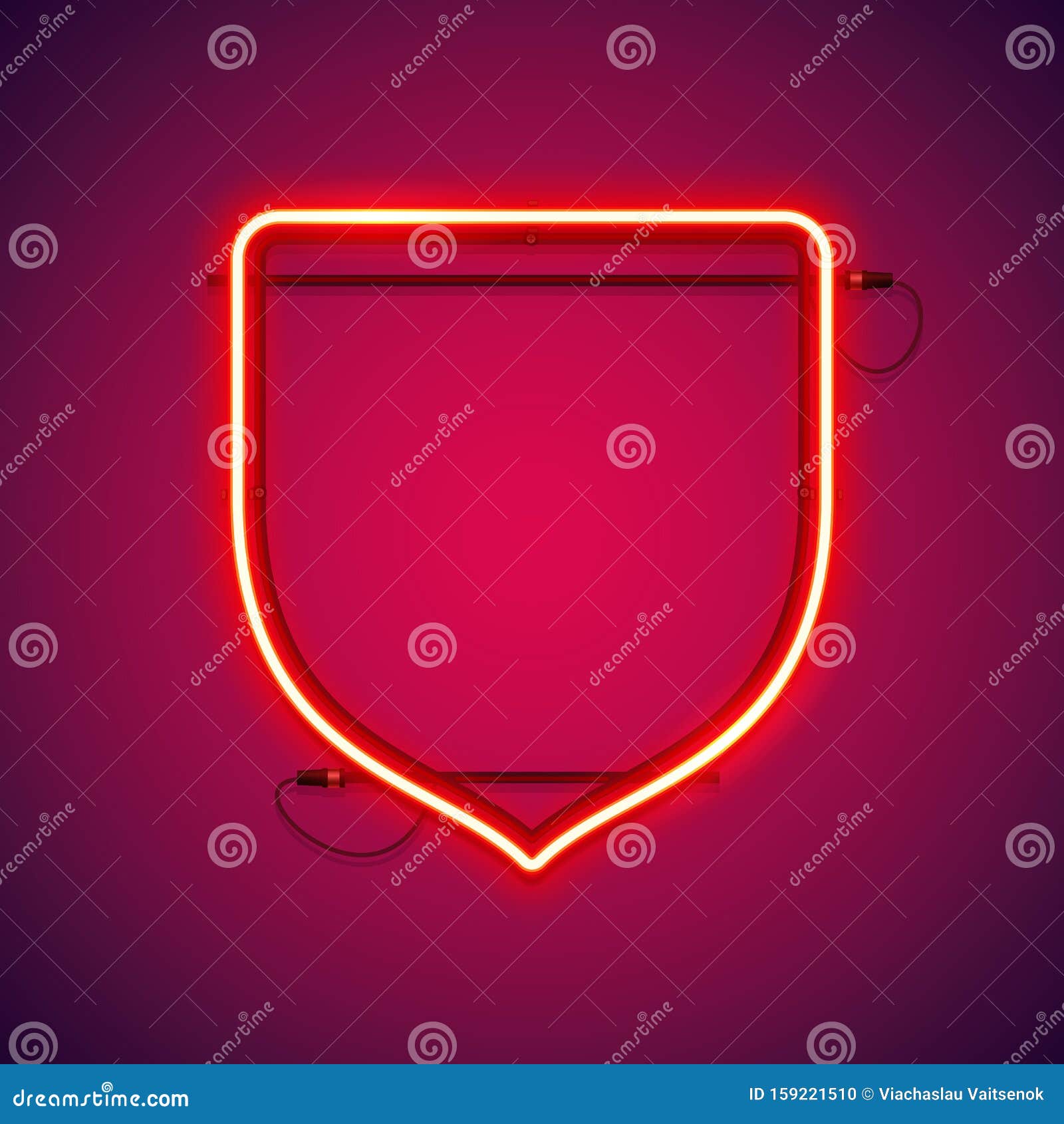 Red Neon Shield Shape stock vector. Illustration of cable - 159221510