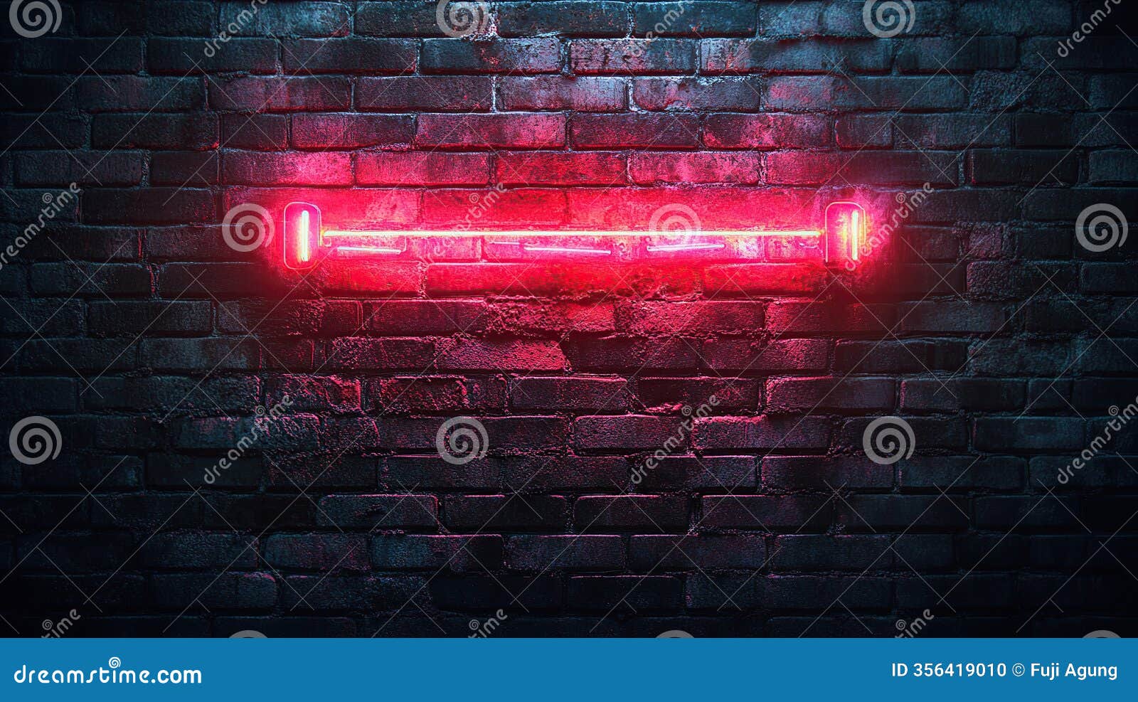Red Neon Sign on a Dark Brick Wall Stock Illustration - Illustration of ...