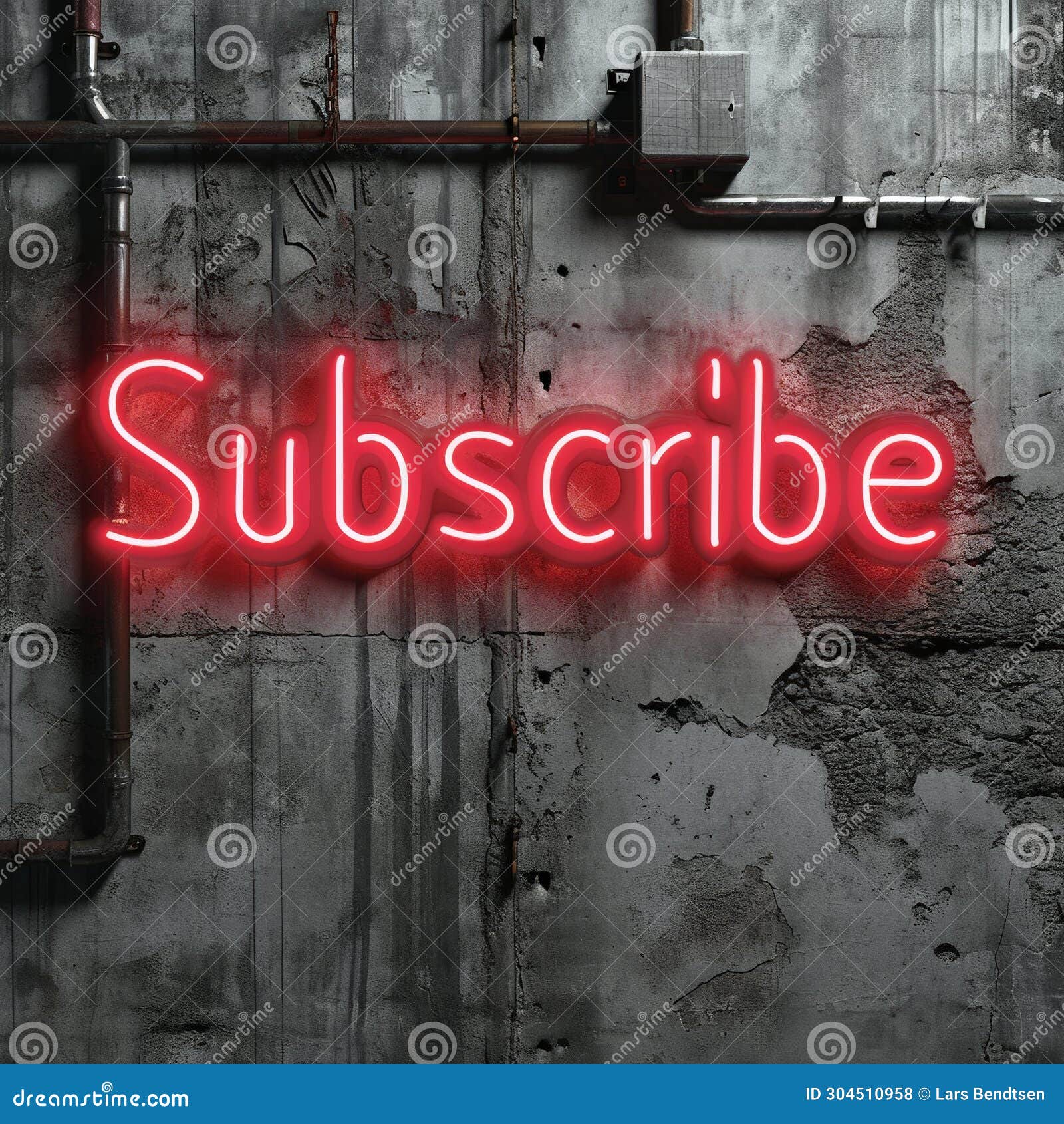 Red Neon Sign with Subscribe on Concrete Wall - AI Generated Stock ...