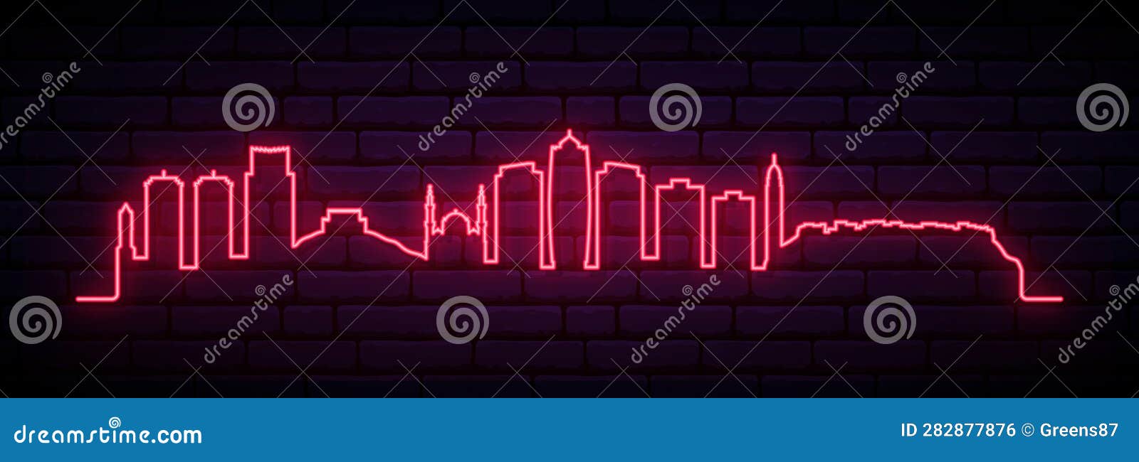 Red neon skyline of Erbil. stock vector. Illustration of cityscape ...