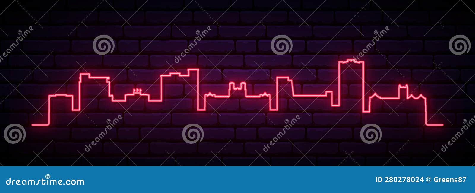 Red Neon Skyline of Norman. Stock Vector - Illustration of oklahoma ...