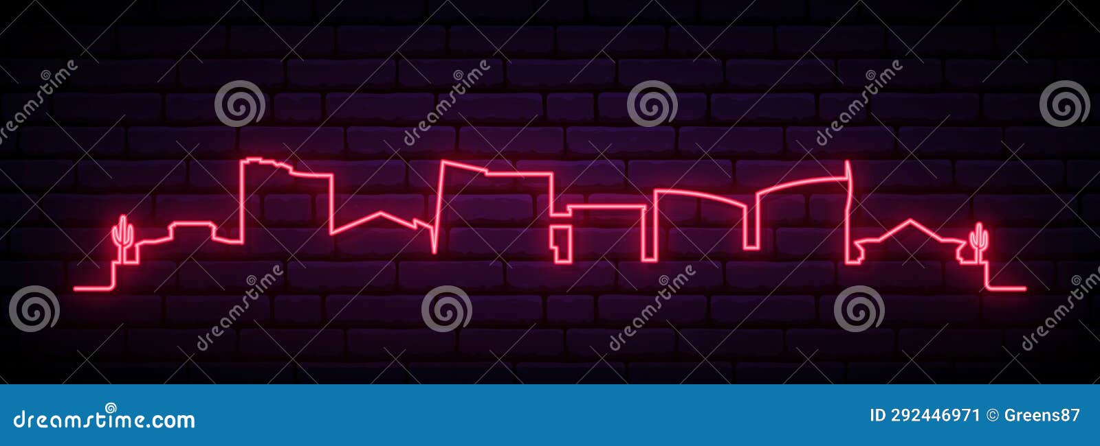 Red neon skyline of Tempe. stock illustration. Illustration of tempe ...