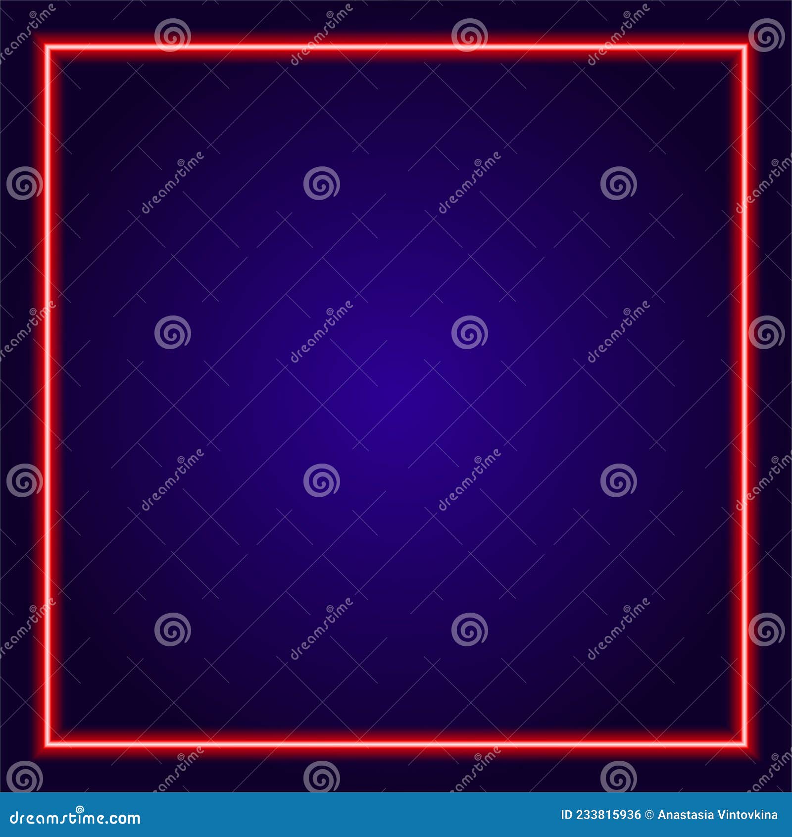 Red Neon Square. the Frame is Square in Shape, Glows in the Dark with ...