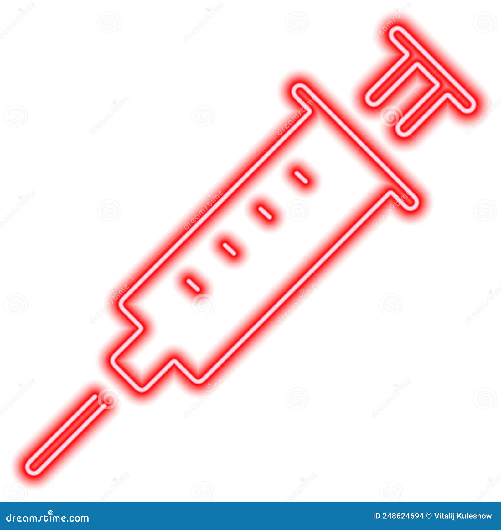 Red Neon Stylized Syringe Contour on a White Background Stock Vector ...
