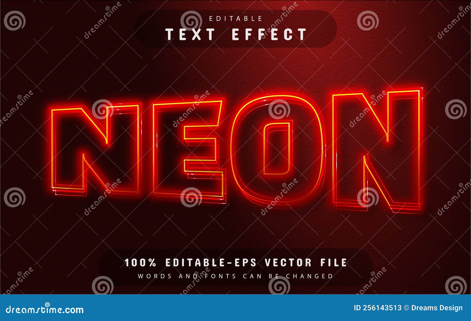 Red Neon Text Effect Editable Stock Vector - Illustration of glow ...