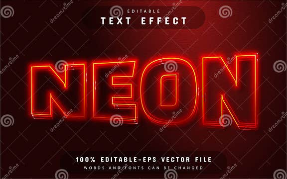 Red Neon Text Effect Editable Stock Vector - Illustration of glow ...
